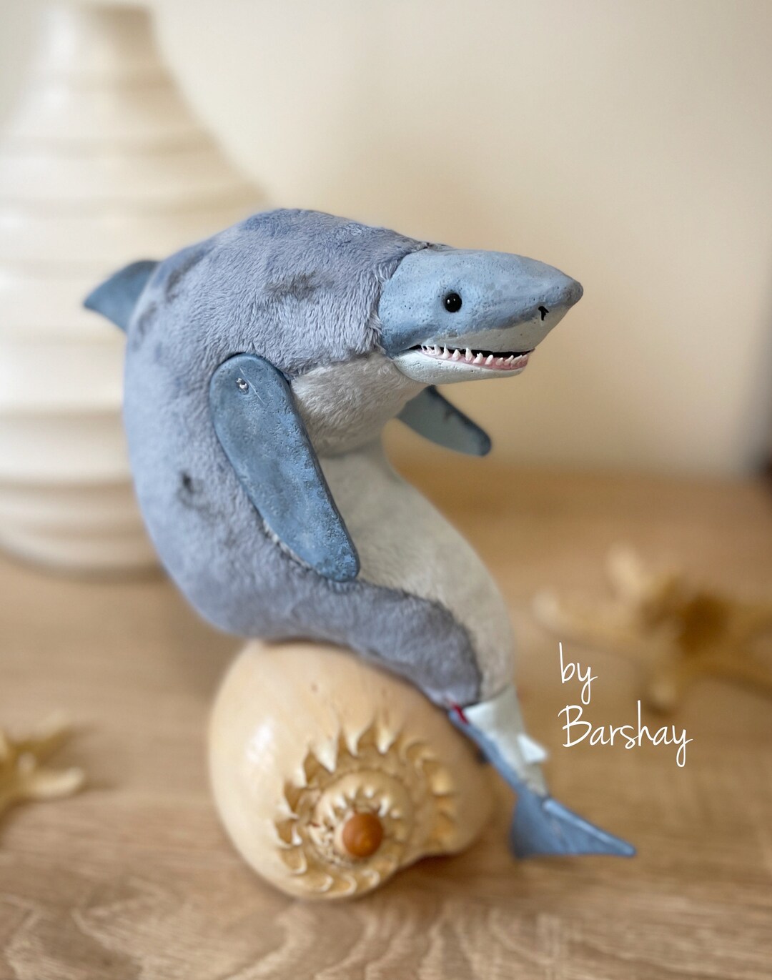Shark Doll. Blue Shark Puppet. Plush Shark Figurine. Blue Fish Doll ...