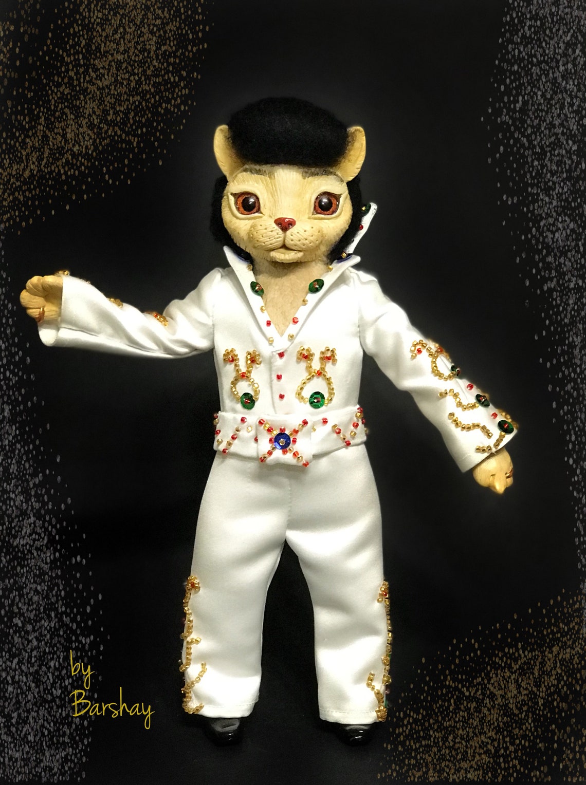 Rock'n Roll king Elvis Presley cat toy. Cute art creature. | Etsy