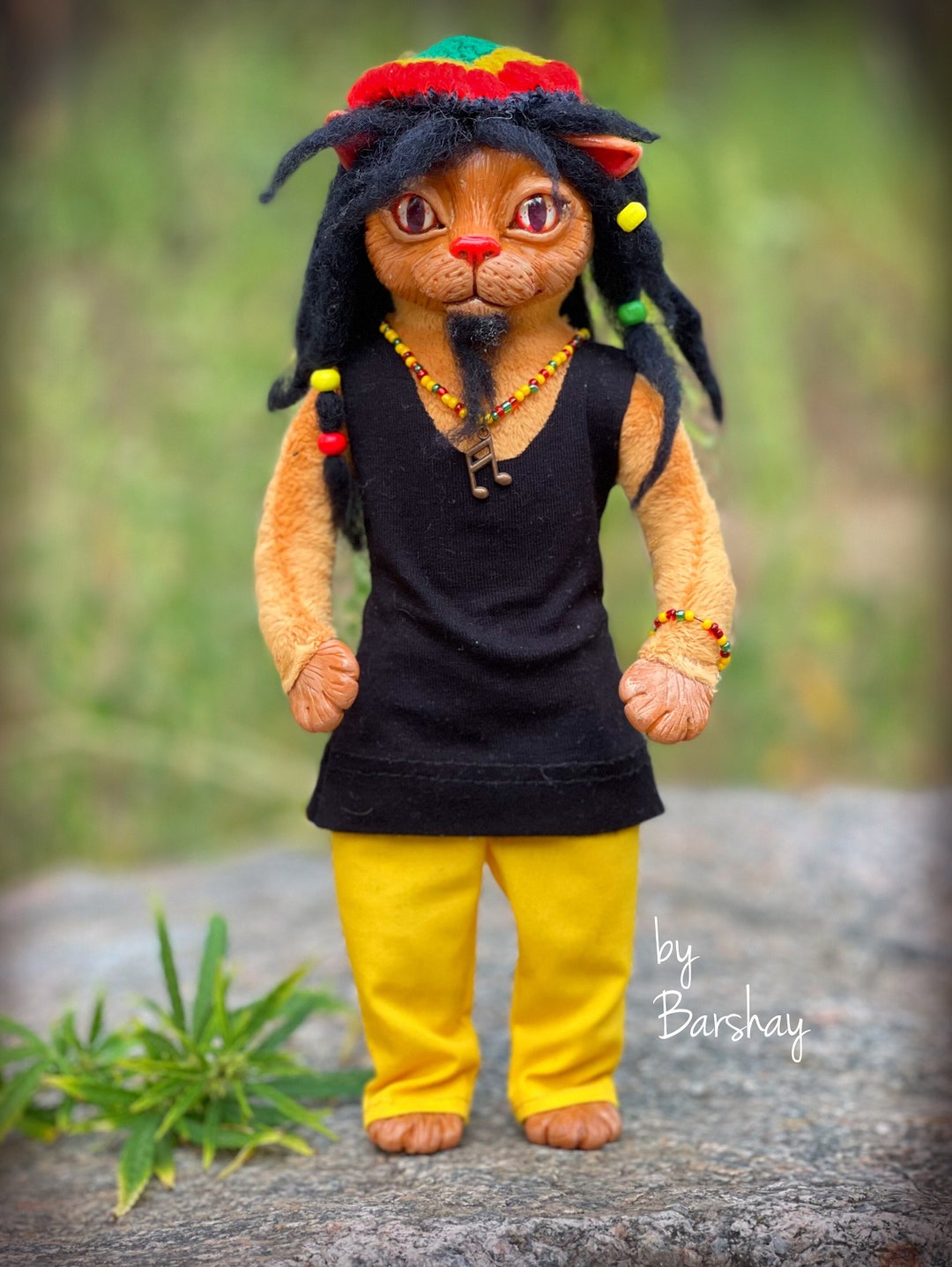 Jamaican Reggae Cat Doll. Dreadlocks Cat Rastaman Cute Cat - Etsy