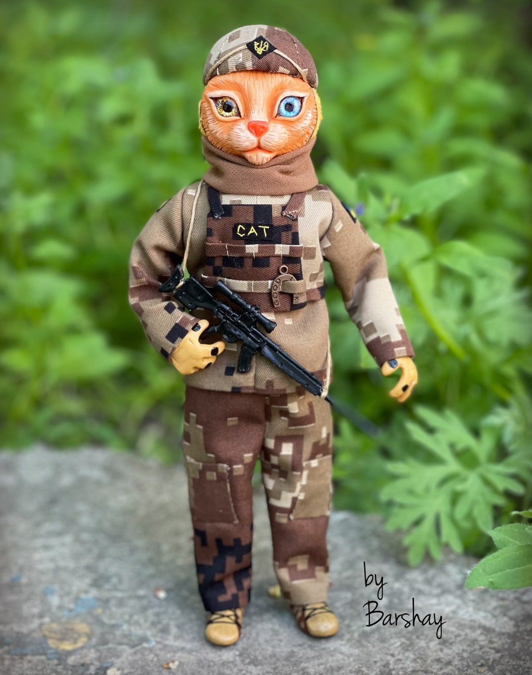 Ukrainian Battle Cat Doll. Soldier Cat Doll. Warrior Cat Figurine ...