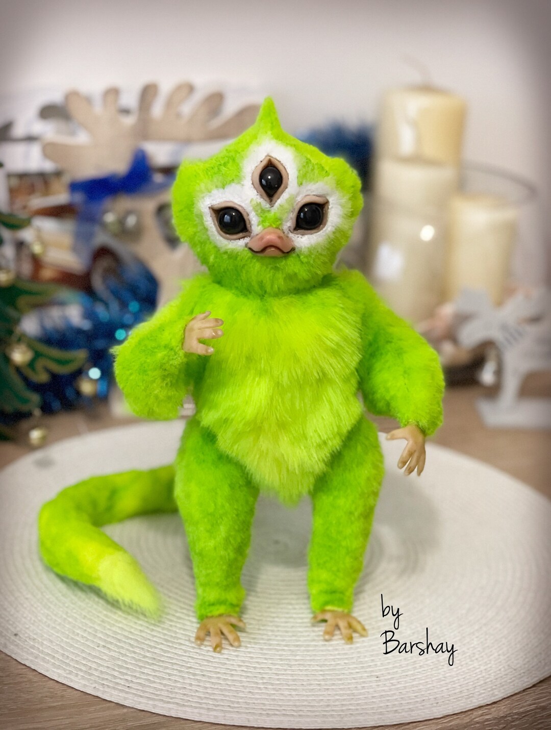 Green Alien Doll. Three-eyed Alien Ape. Green Cute Monster Doll. Monkey ...