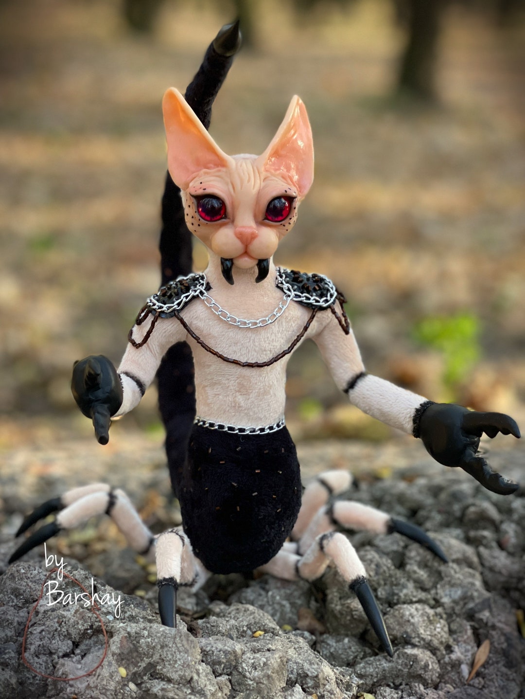 Scorpion Cat Doll. Sphinx Cat Puppet. Hairless Cat Doll. Spider Cat ...