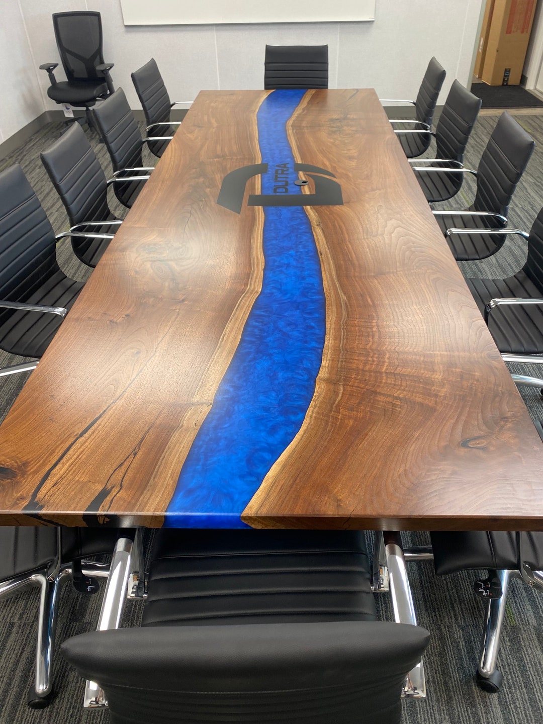 Conference Table - Epoxy Resin River Table - Live Edge Table - Walnut ...
