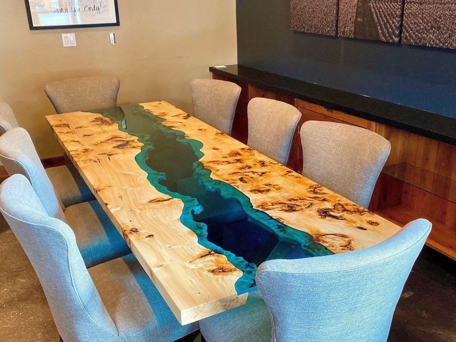 Glass River Table Custom Dining Table Live Edge Dining | Etsy