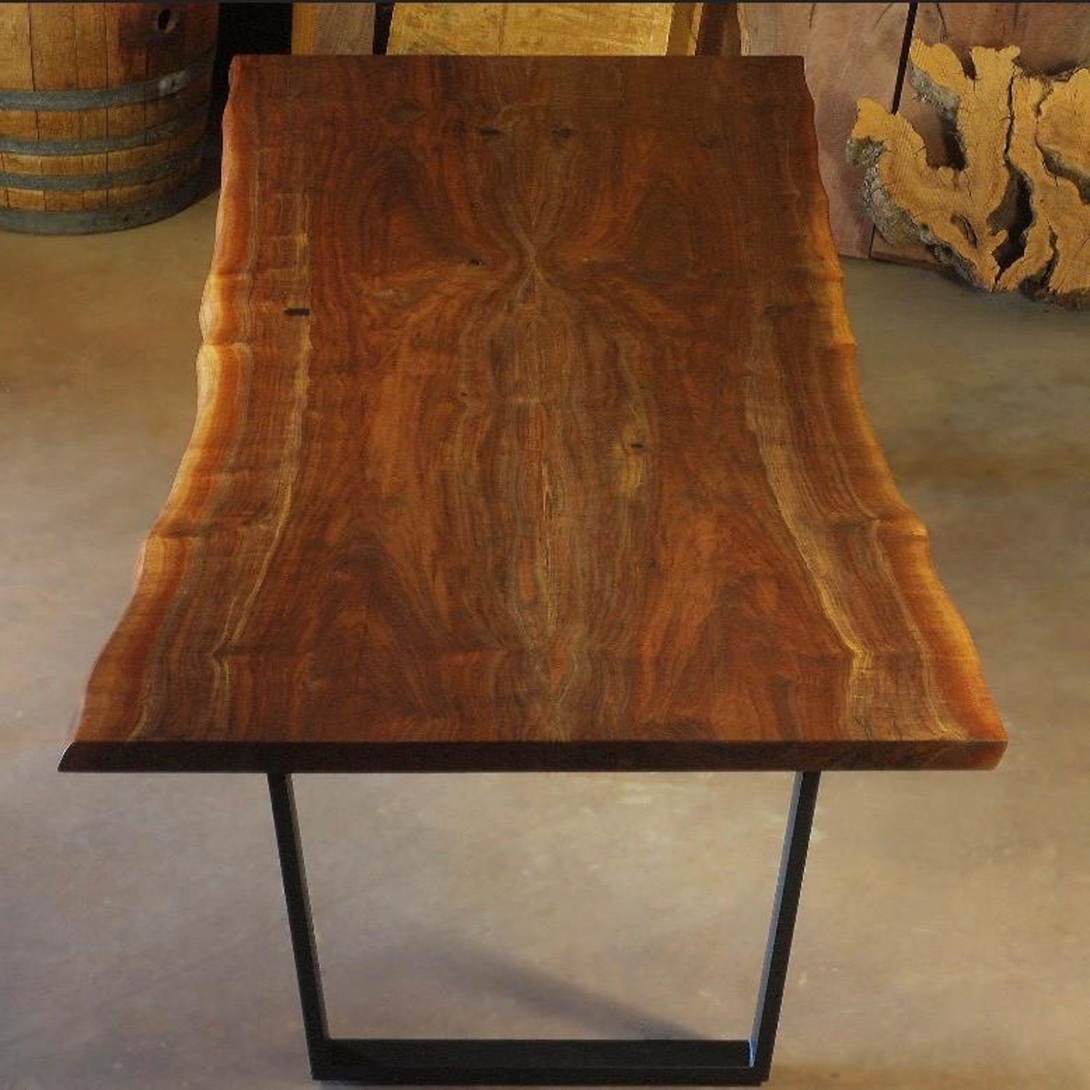 Walnut Live Edge Dining Table - Custom Wood Tables - Wood Slab Dining ...