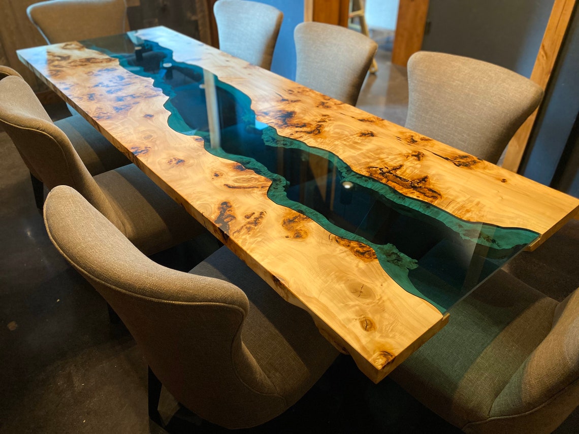 Glass River Table Custom Dining Table Live Edge Dining | Etsy