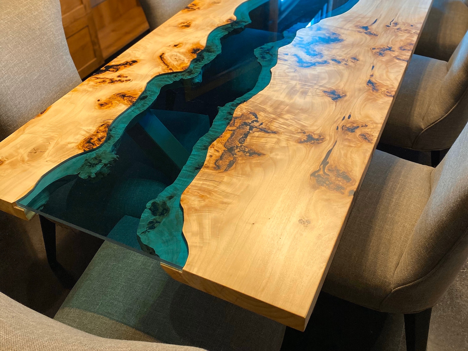 Glass River Table Custom Dining Table Live Edge Dining | Etsy