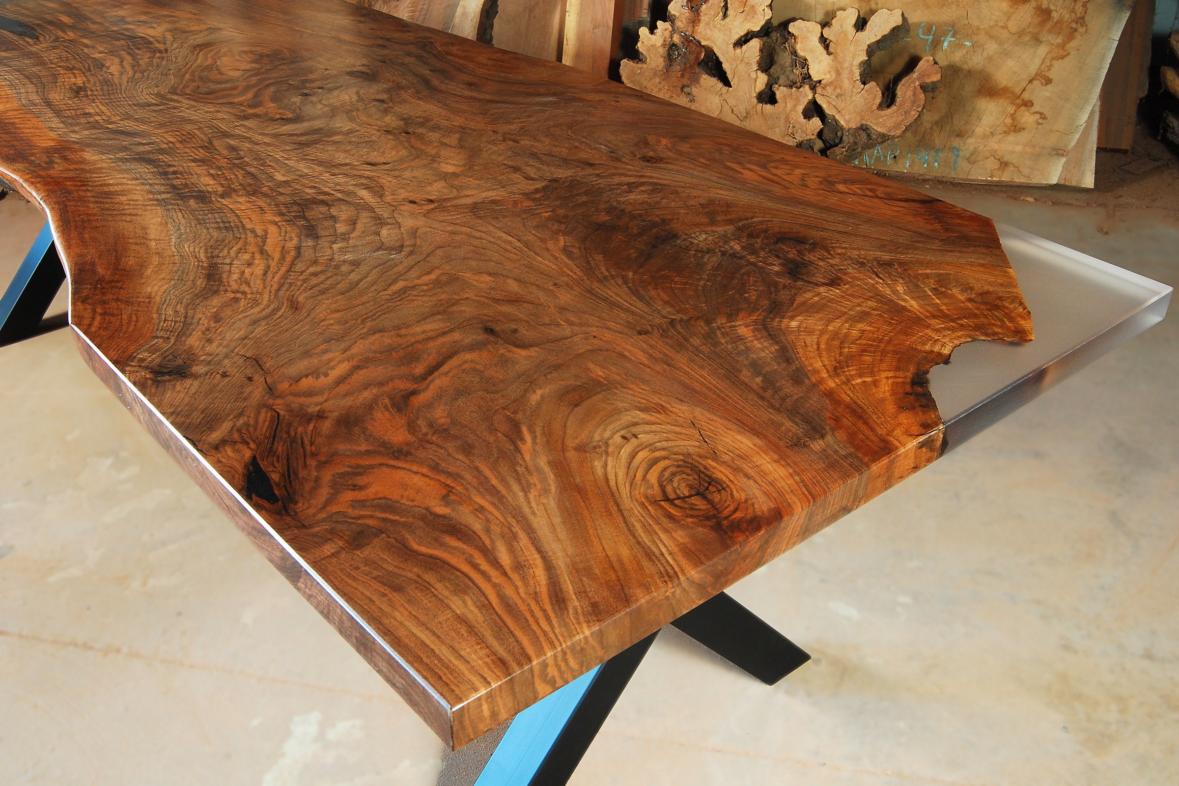 Handmade Live Edge Walnut Slab Dining Table - Custom Modern Design ...