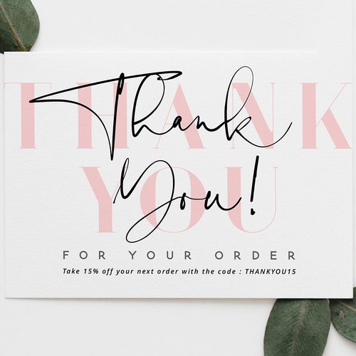 Modern Chic Script THANK YOU CARD Template 3 Sizes Instant - Etsy