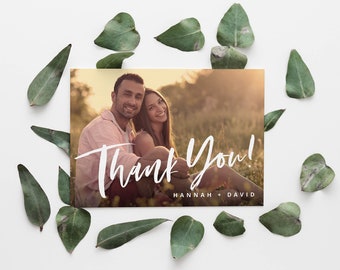 HANNAH Modern Script THANK YOU Card Template Instant Download | Etsy
