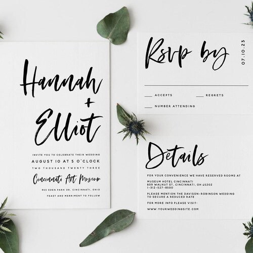 Printable Pocket Wedding Invitation Template MODERN SCRIPT - Etsy