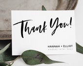 HANNAH Modern Script THANK YOU Card Template Instant Download - Etsy