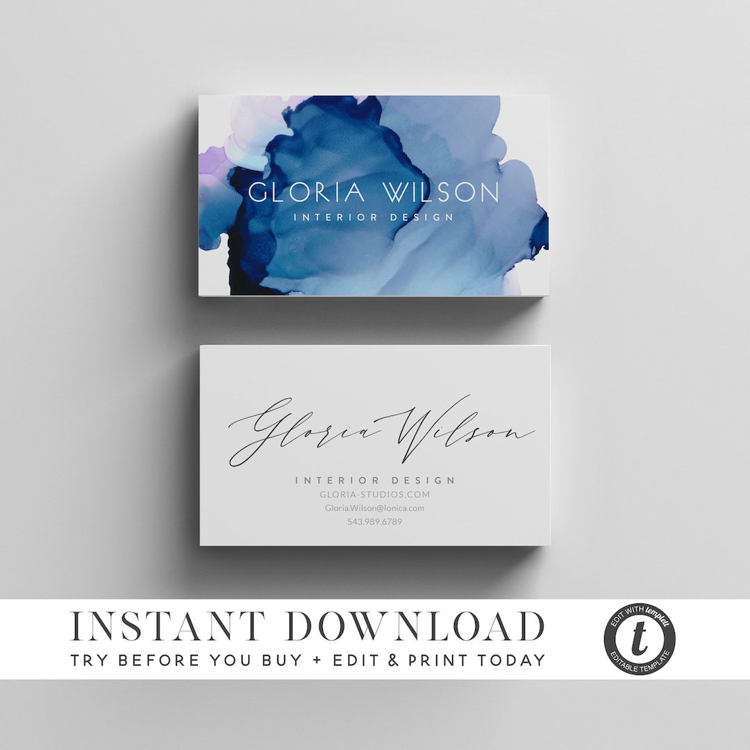 Abstract Minimalist Business Cards, INSTANT DOWNLOAD, Business Card ...