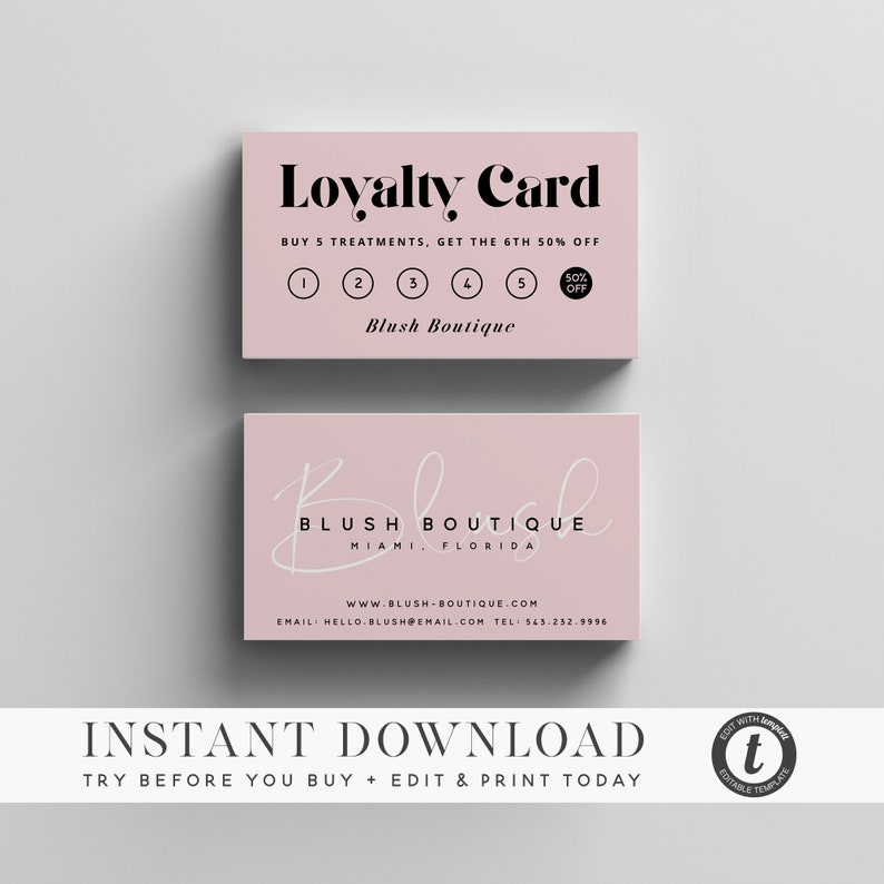 Loyalty Card Template INSTANT DOWNLOAD Cute Customer Loyalty | Etsy