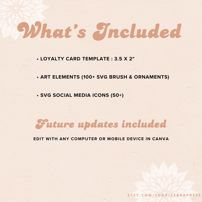 AVASA Loyalty Card, CANVA Template, Boho Modern Customer Loyalty Cards ...
