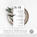HANNAH Wedding Menu Template INSTANT DOWNLOAD Modern Minimalist Cursive ...