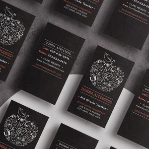 Teacher Business Cards, INSTANT DOWNLOAD, Teacher's Apple Editable ...