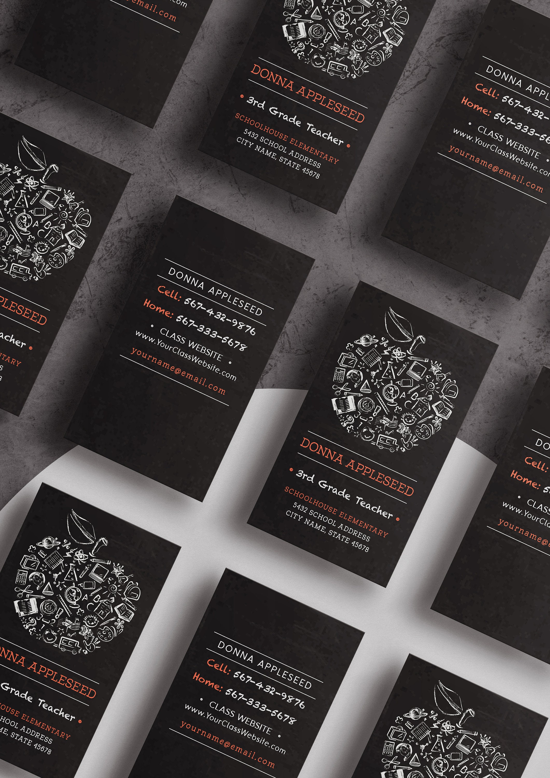 Teacher Business Cards INSTANT DOWNLOAD Teacher's Apple | Etsy