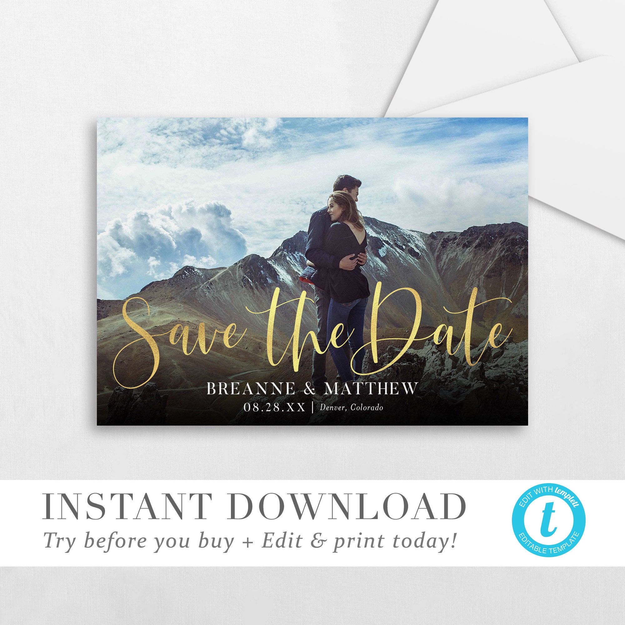 Save the Date Invitation Template INSTANT DOWNLOAD Custom | Etsy