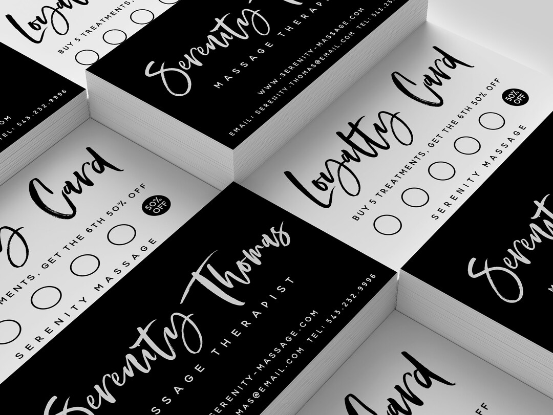 Loyalty Card Template, INSTANT DOWNLOAD, Cute Customer Loyalty Cards ...