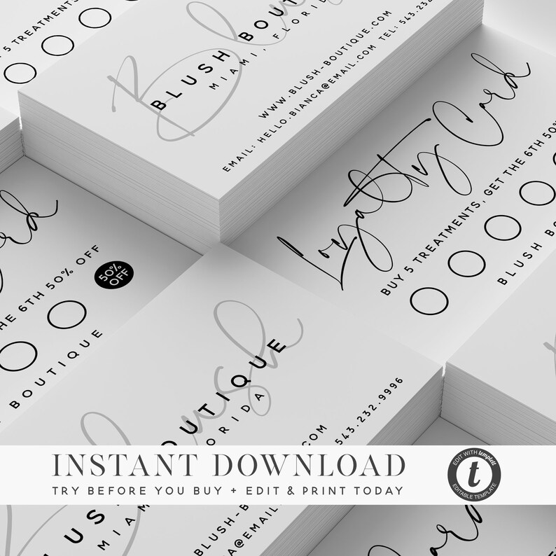 Loyalty Card Template, INSTANT DOWNLOAD, Modern Customer Loyalty Cards ...