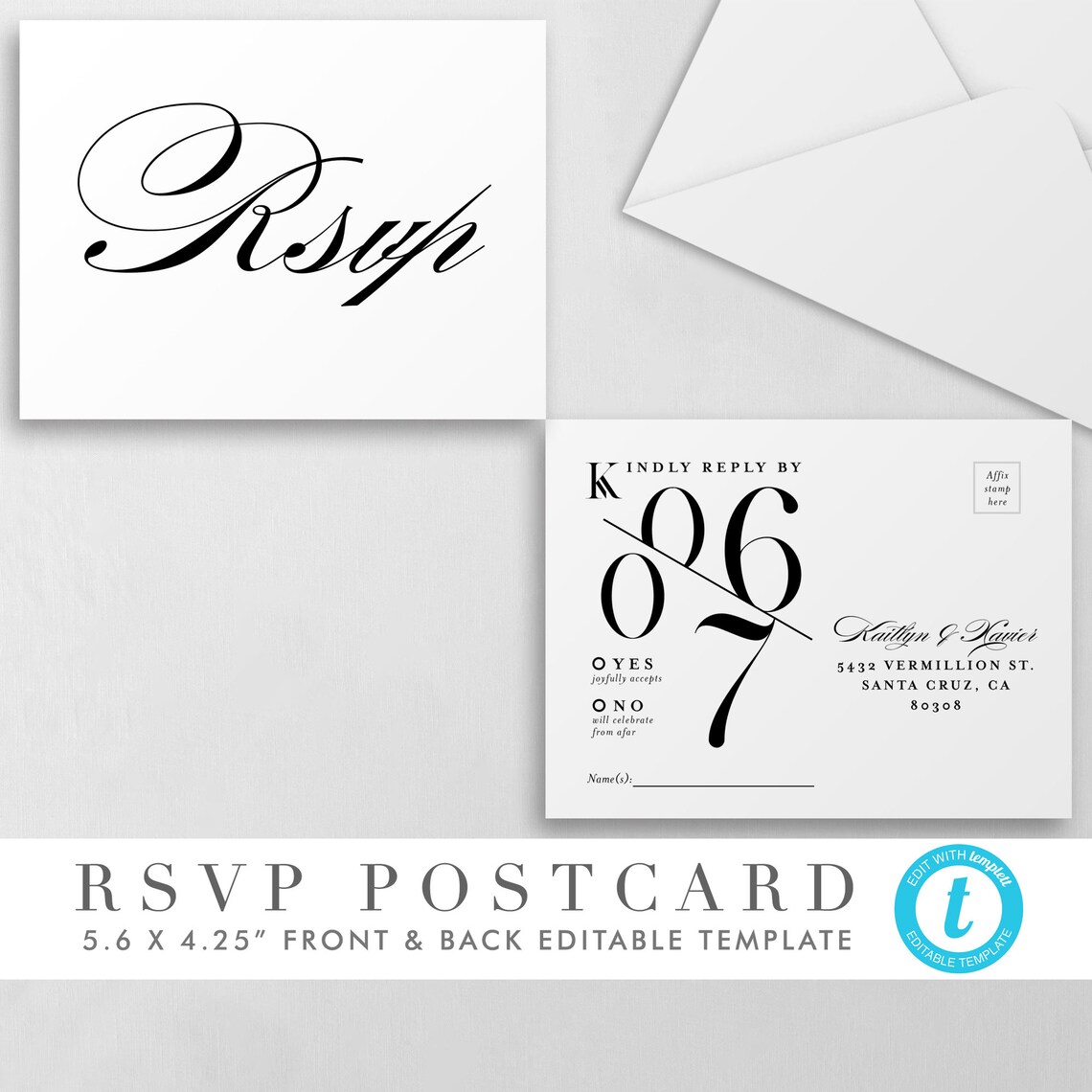 Sheer Elegance Wedding Invitation Template INSTANT DOWNLOAD Modern ...