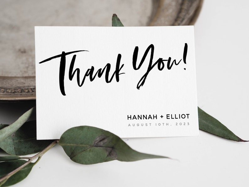 HANNAH Modern Script THANK YOU Card Template Instant Download | 3 Sizes ...