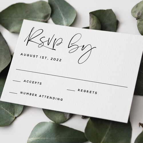 SILKA Modern Script Wedding RSVP Card Template INSTANT - Etsy