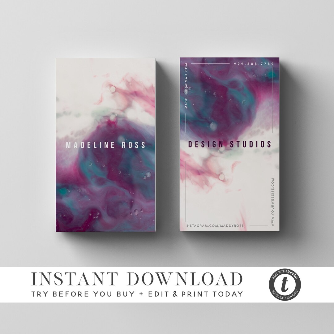 Abstract Minimalist Business Cards, INSTANT DOWNLOAD, Business Card ...