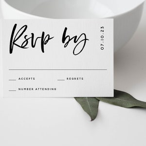 HANNAH Modern Chic Script Wedding RSVP Card Template INSTANT Download ...