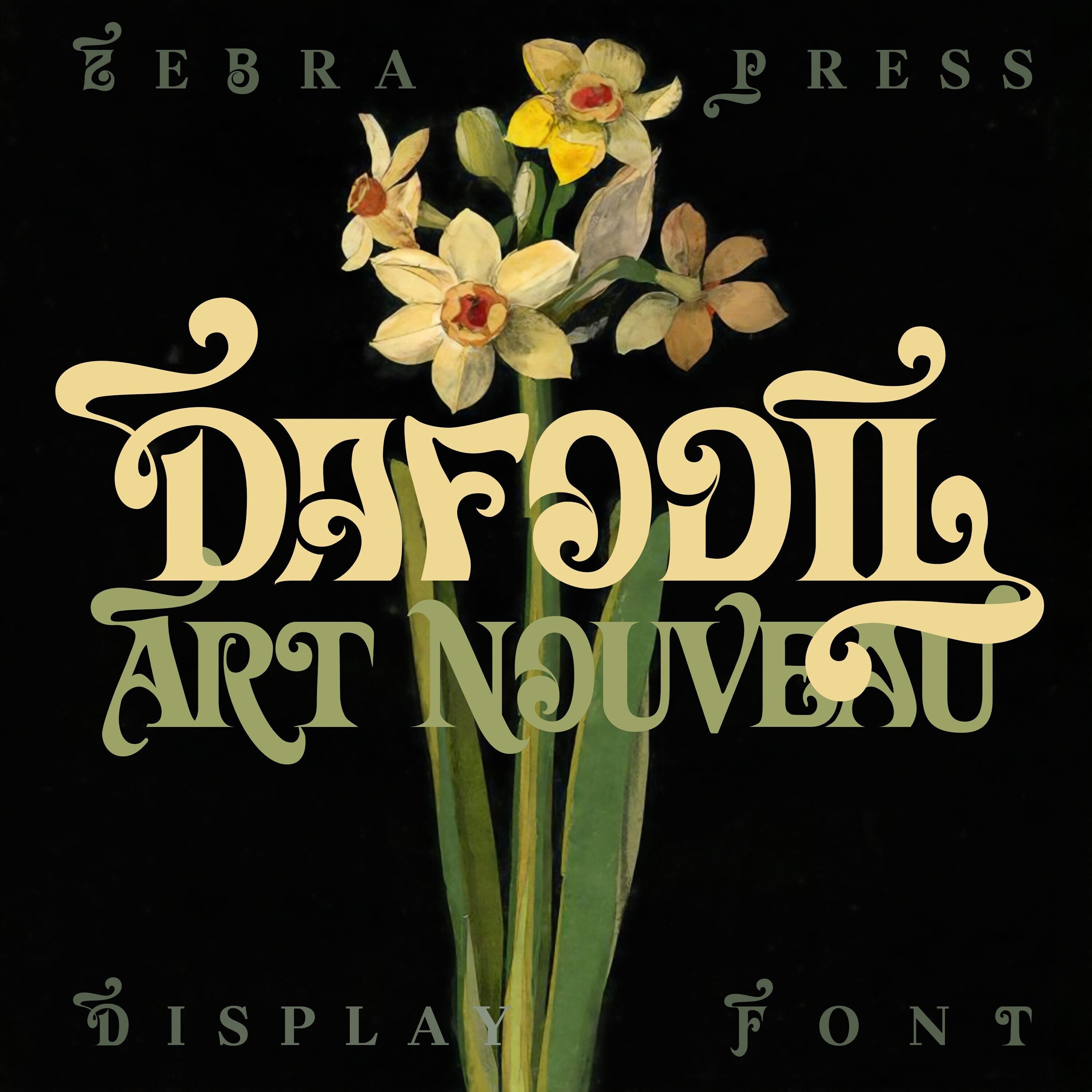 ZP DAFODIL - Art Nouveau Font - Personal License - Hand-drawn Display ...