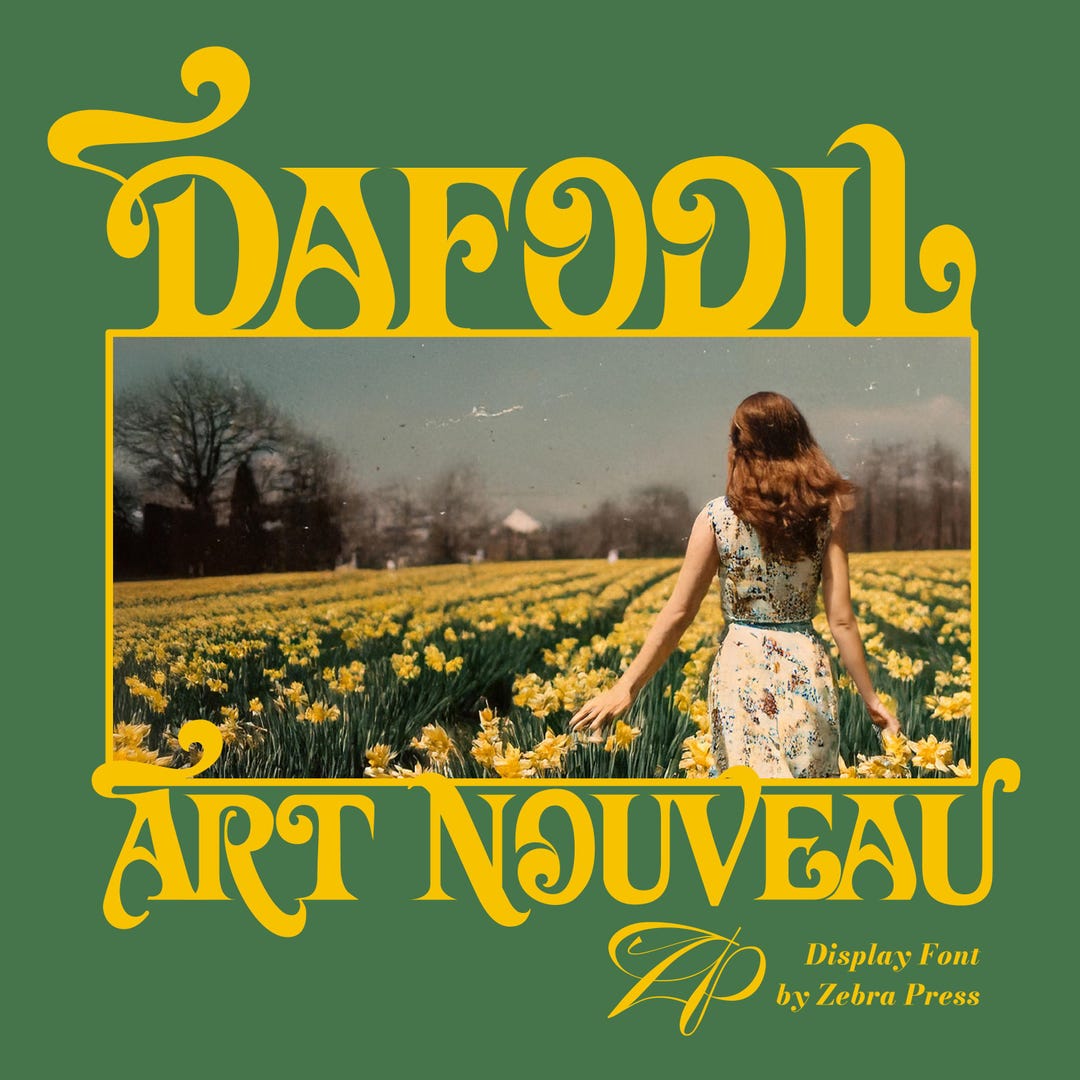 ZP DAFODIL Art Nouveau Font Personal License Hand-drawn Display Font ...