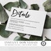 HANNAH Modern Chic Script Wedding Details Card Template - Etsy