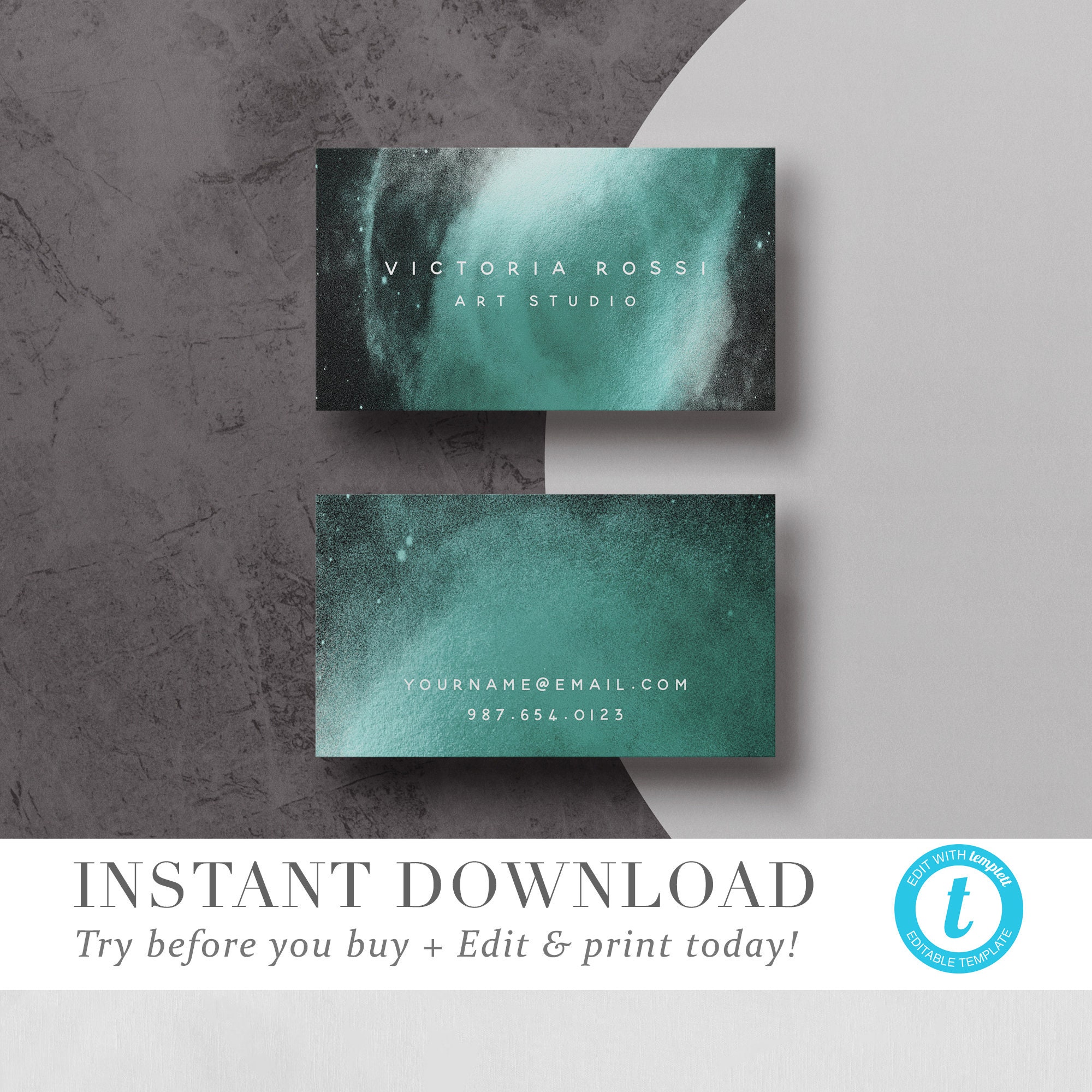 Paper & Party Supplies Astral Cosmic Business Cards Editable Business ...