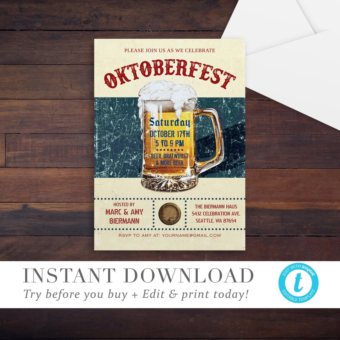 Oktoberfest Invitation Printable Editable Oktoberfest - Etsy