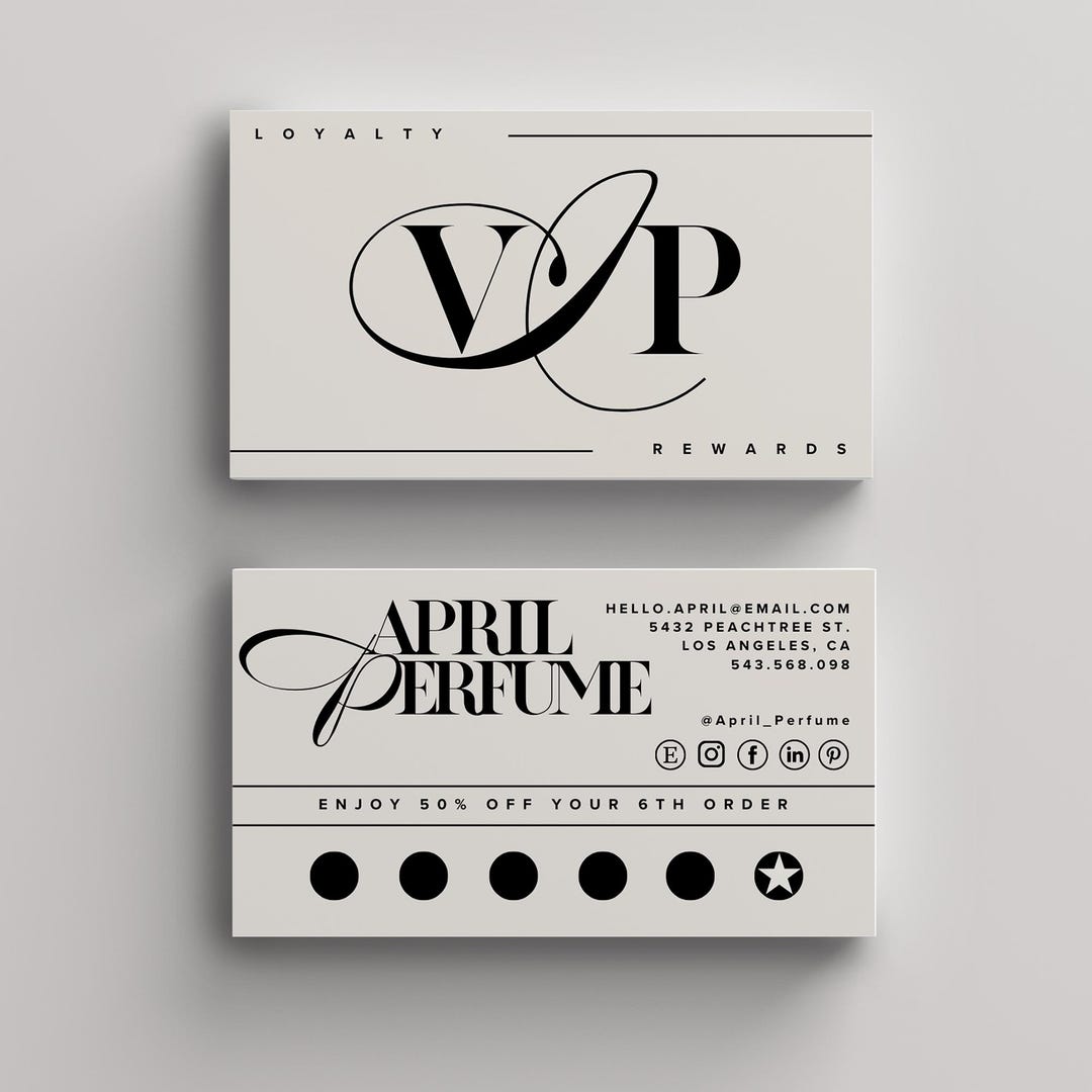 APRIL I Loyalty Card, CANVA Template, Elegant Minimalist VIP Loyalty ...