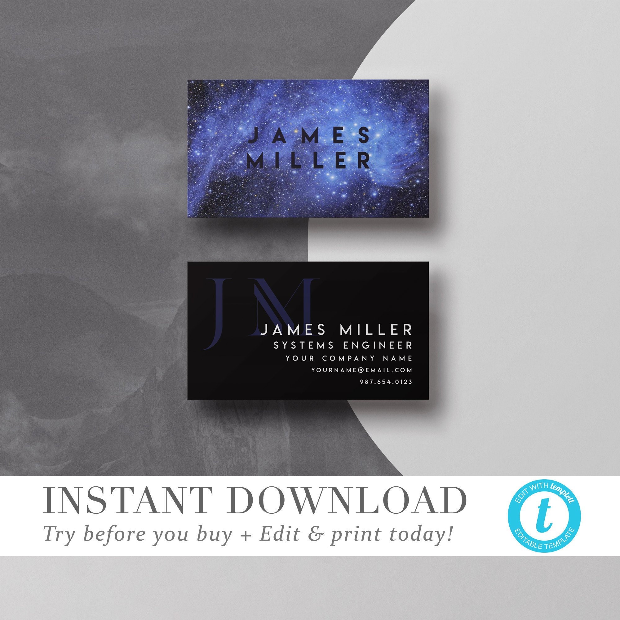 Astral Cosmic Business Cards, INSTANT DOWNLOAD, Editable Business Cards ...