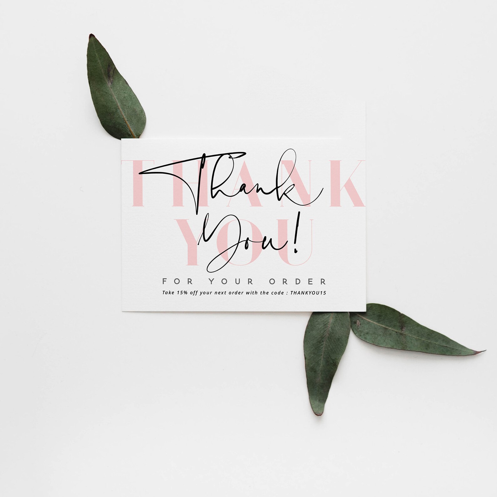 Modern Chic Script THANK YOU CARD Template 3 Sizes Instant - Etsy