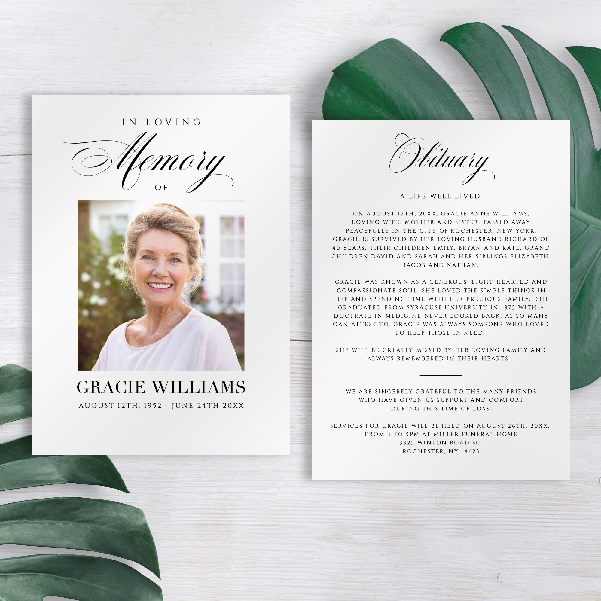 Editable Funeral Prayer Card Template Printable Memorial, 46% OFF