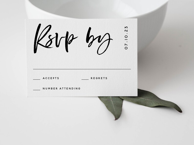 HANNAH Modern Chic Script Wedding Invitation Set Template | Etsy