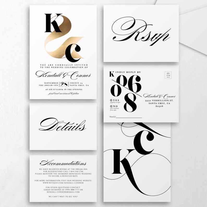 Sheer Elegance Wedding Invitation Template INSTANT DOWNLOAD Modern ...