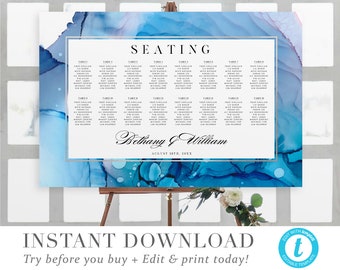 Ethereal Wave Wedding Seating Charttemplate INSTANT DOWNLOAD - Etsy
