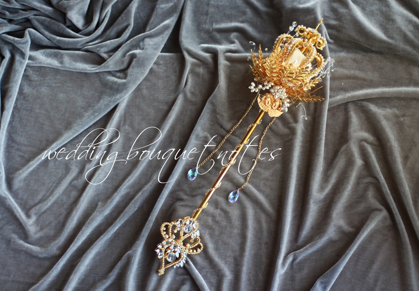 Customized Golden Wedding Bride Scepter Bouquet Gothic Bouquet Baroque ...