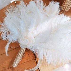 Crystal Bridal Fan Bouquet Ostrich Alternative Feather Fan - Etsy