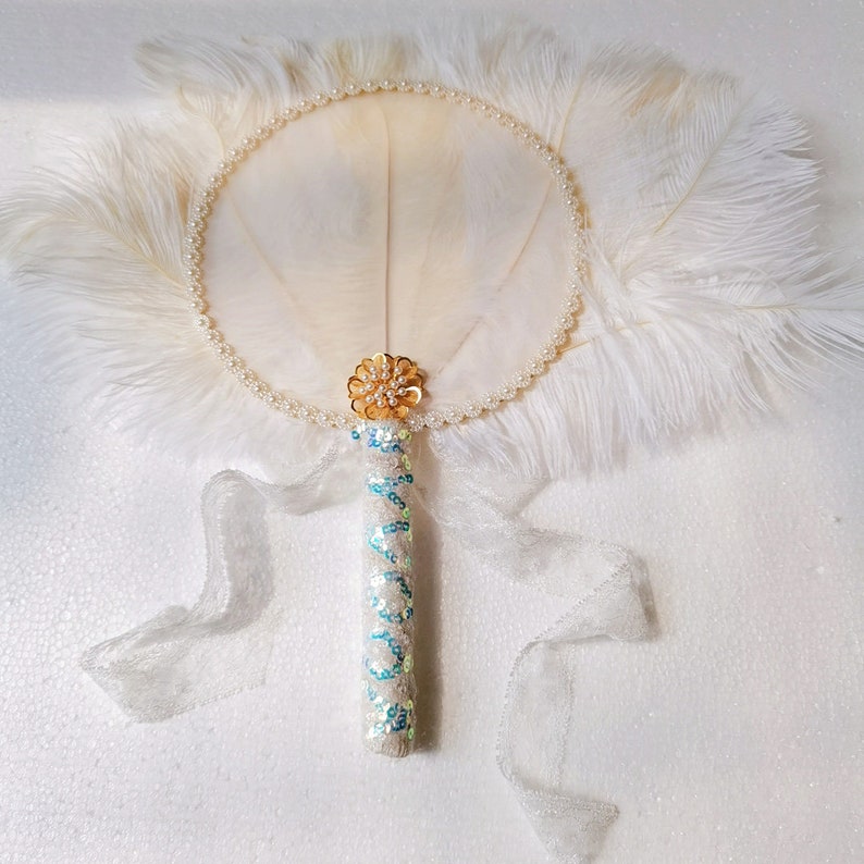 Crystal Bridal Fan Bouquet Ostrich Alternative Feather Fan - Etsy