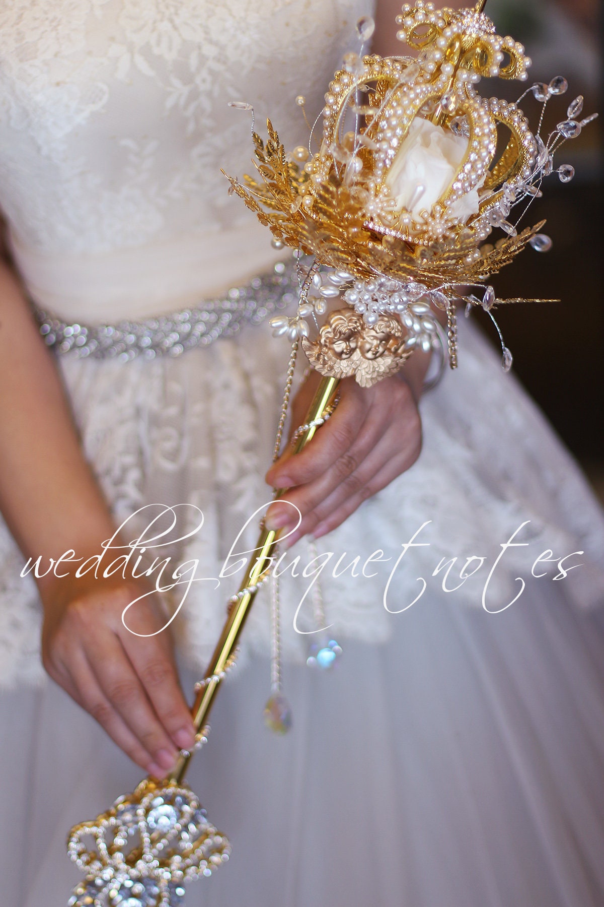 Customized Golden Wedding Bride Scepter Bouquet Gothic Bouquet Baroque ...