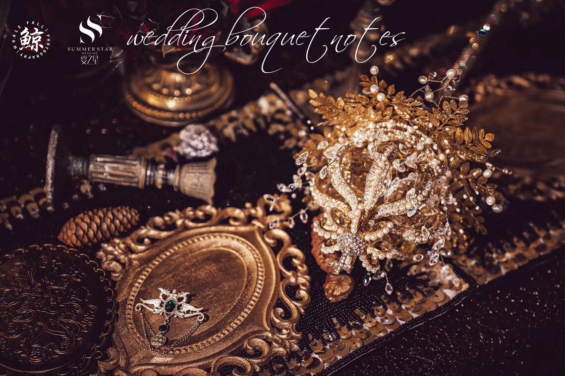 Customized Golden Wedding Bride Scepter Bouquet Gothic Bouquet - Etsy