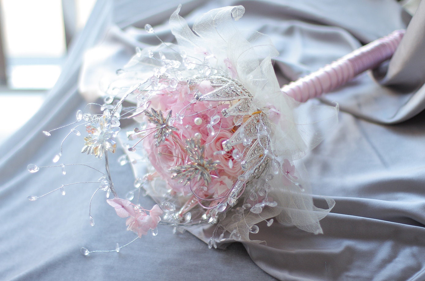 Custom Scepter Bridal Bouquet, Jewelry Bouquet, Brooch Bouquet, Pink ...