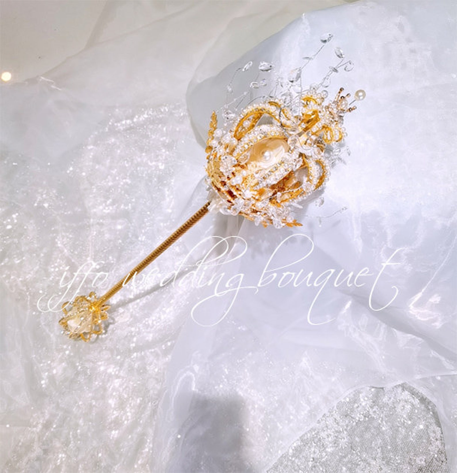 Customized Golden Wedding Bride Scepter Bouquet Gothic Bouquet - Etsy