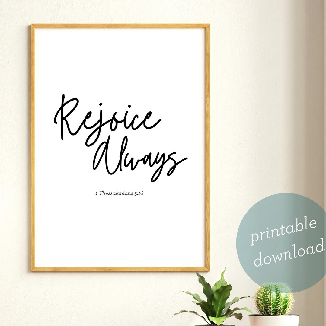 Rejoice Always Printable Download, Wall Decor, Word Art, Scripture ...